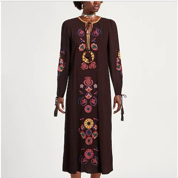 Antik Batik | Dresses | Nwtantik Batik Brown And Red Embroidered Resort ...